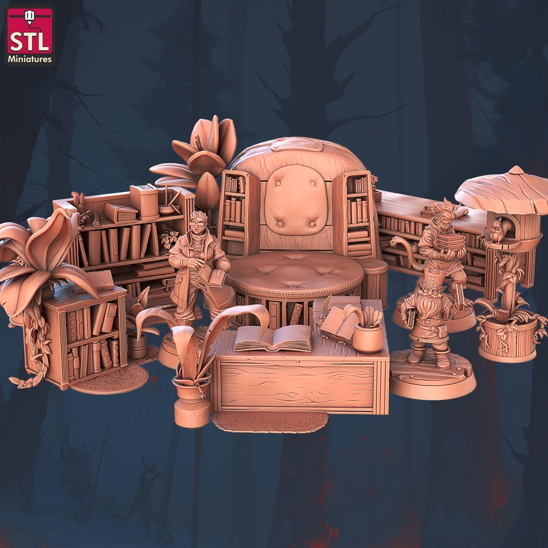 3D Printed STL Miniatures Books and Tomes Set 28 - 32mm War Gaming D&D ...