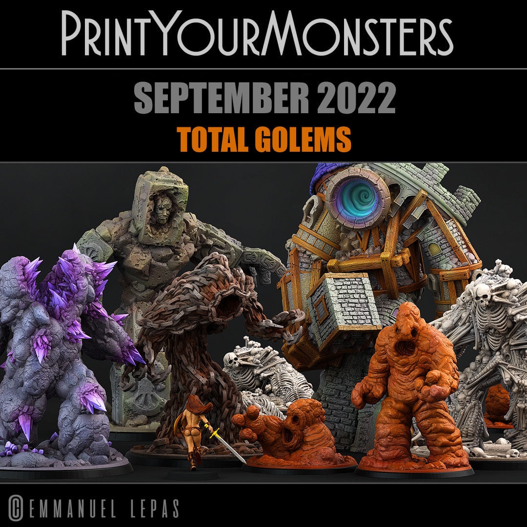 3D Printed Print Your Monsters Total Golems Set 28mm - 32mm D&D ...