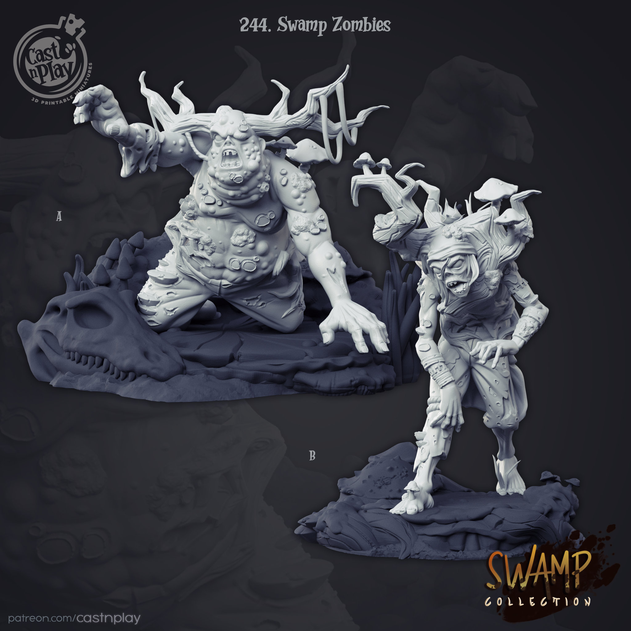 3D Printed Cast N Play Swamp Zombies Swamp Collection 28mm 32mm D&D - Etsy