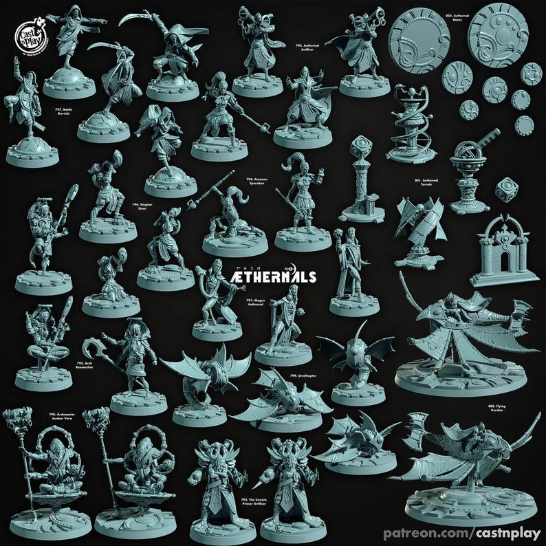 3D Printed Cast N Play Arch Researcher Aethernals Collection 28mm 32mm ...