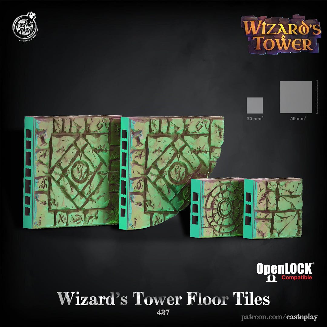 3D Printed Cast N Play Wizards Tower - Wizards Tower Floor Tiles 28mm ...