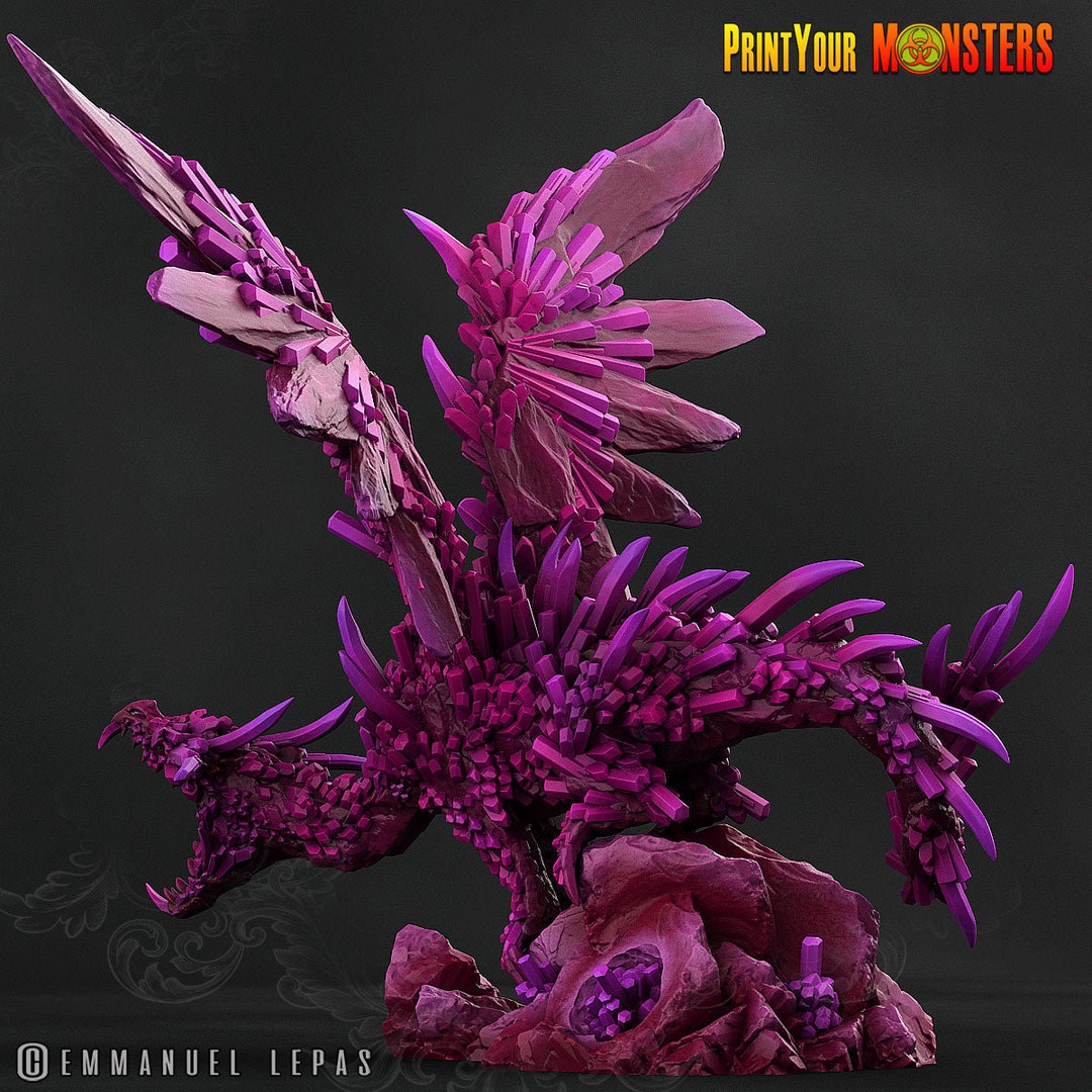 3D Printed Print Your Monsters Amethyst Dragon Legendary Crystal ...
