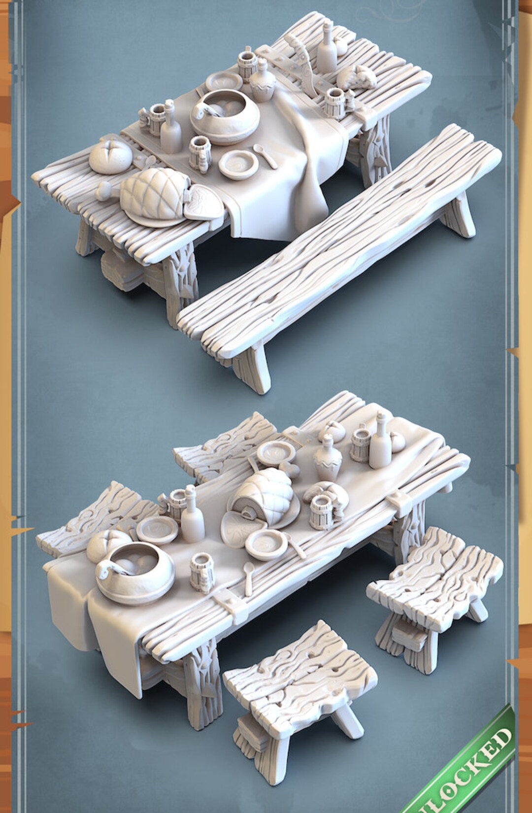 3D Printed STL Miniatures Food Tables 28 - 32mm War Gaming D&D - Etsy
