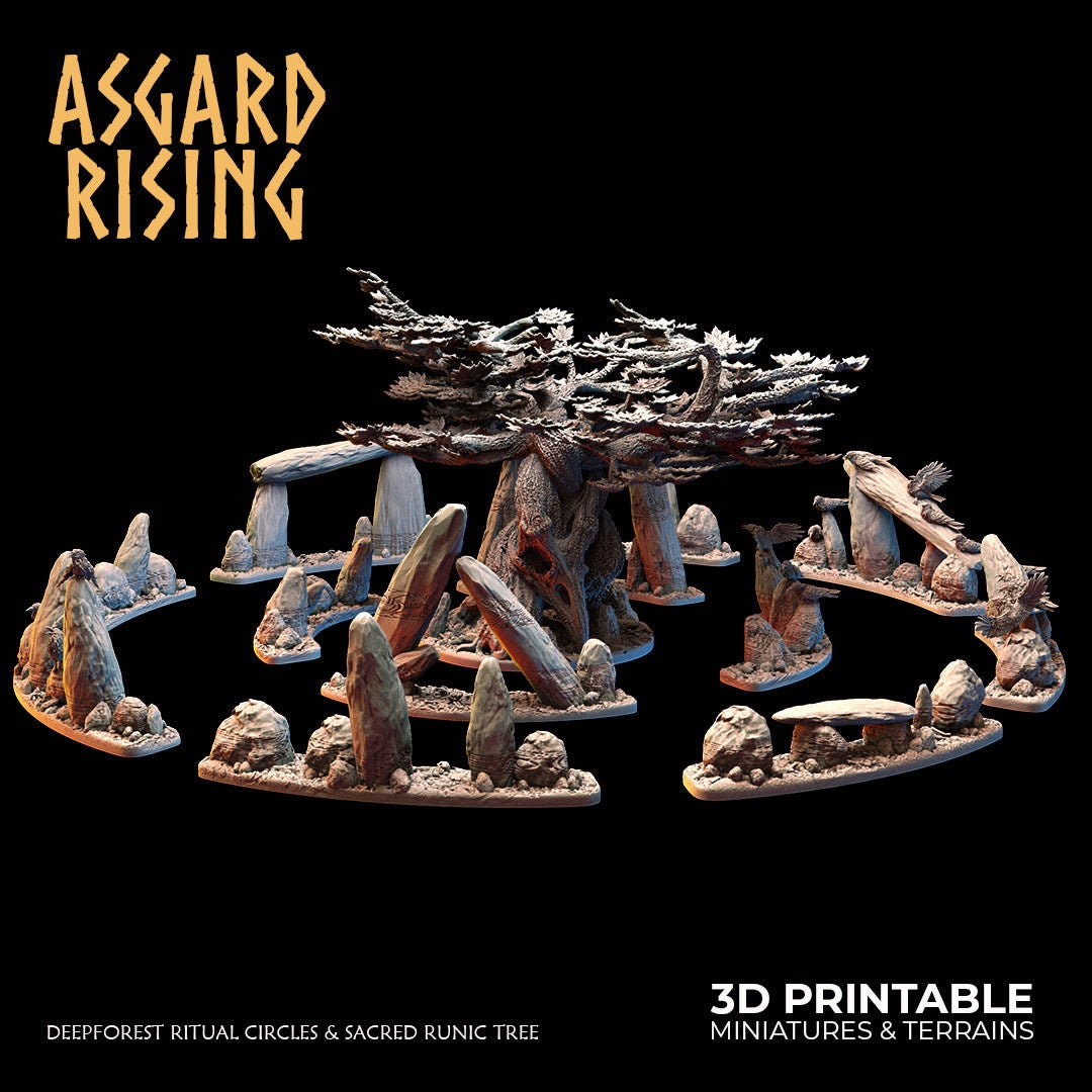3D Printed Asgard Rising Deepforest Ritual Circles & Sacred Runic Tree ...