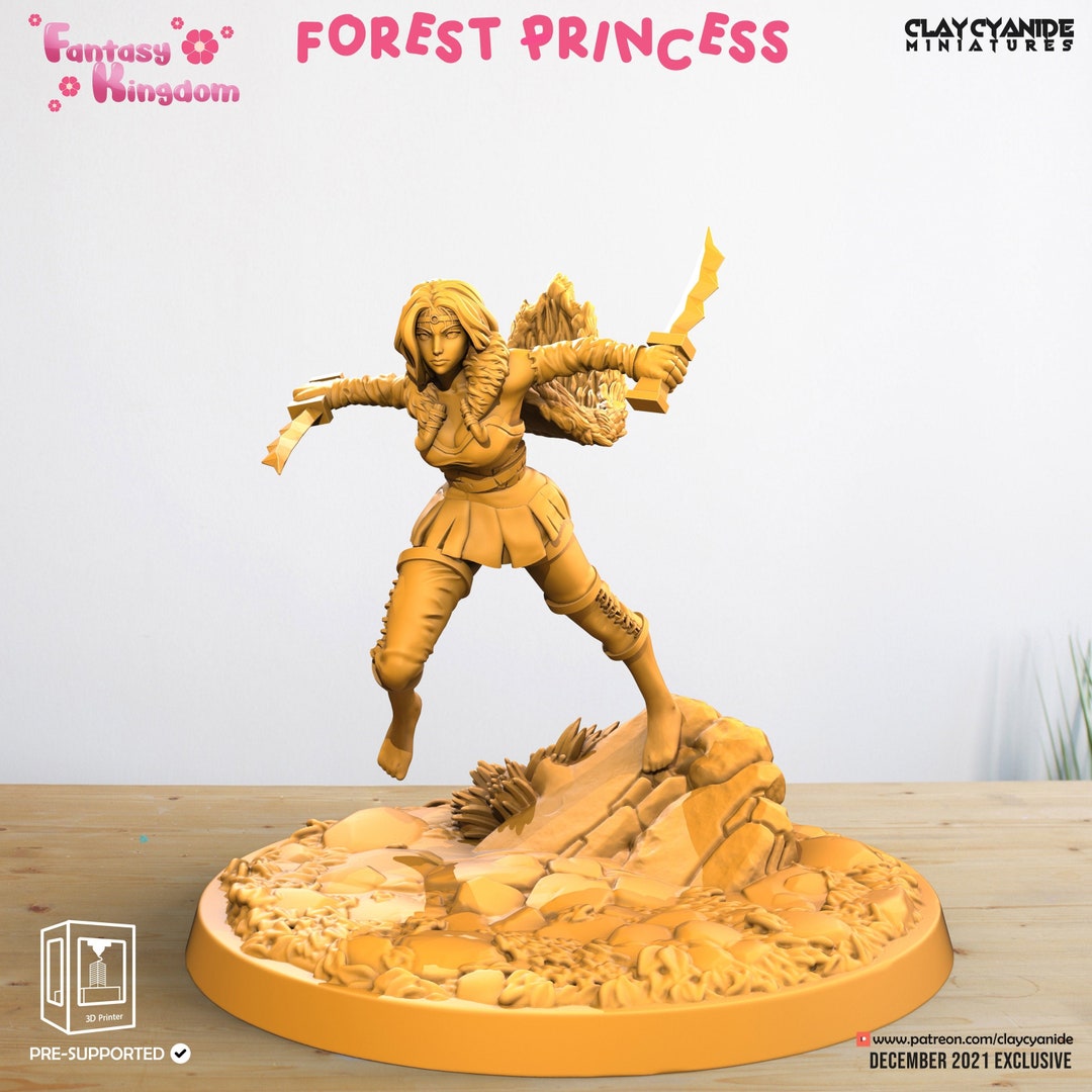 3D Printed Clay Cyanide Fantasy Kingdom - Forest Princess 28mm 32mm D&D ...