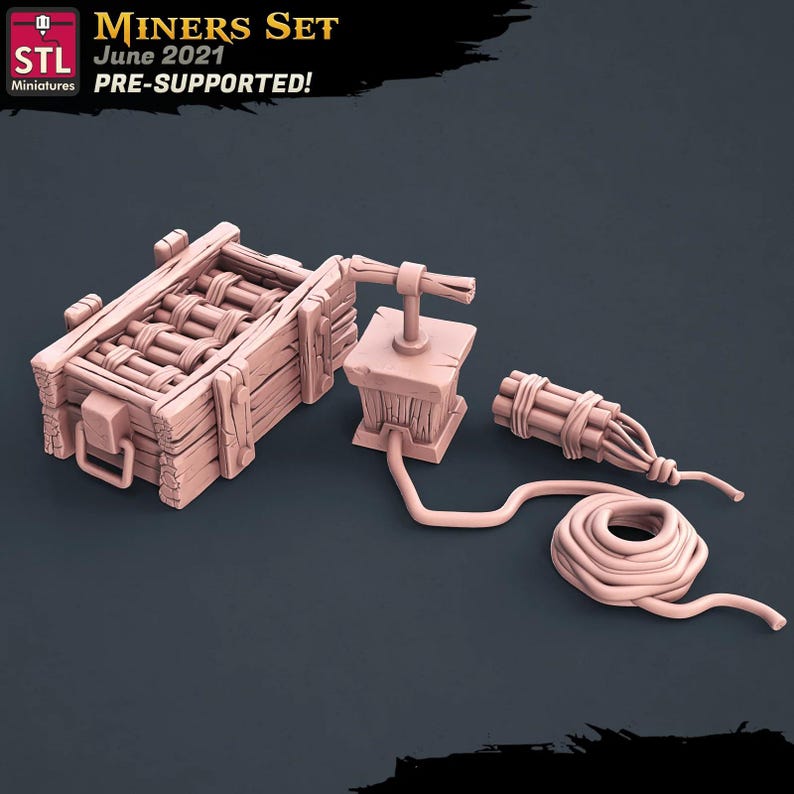 3D Printed STL Miniatures Miners Set 28 - 32mm War Gaming D&D - Etsy