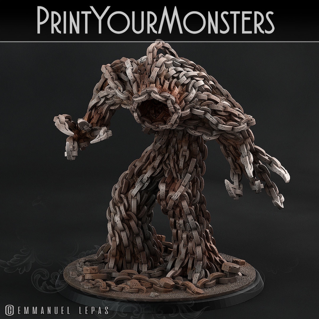 3D Printed Print Your Monsters Chain Golem - Total Golems 28mm - 32mm D ...