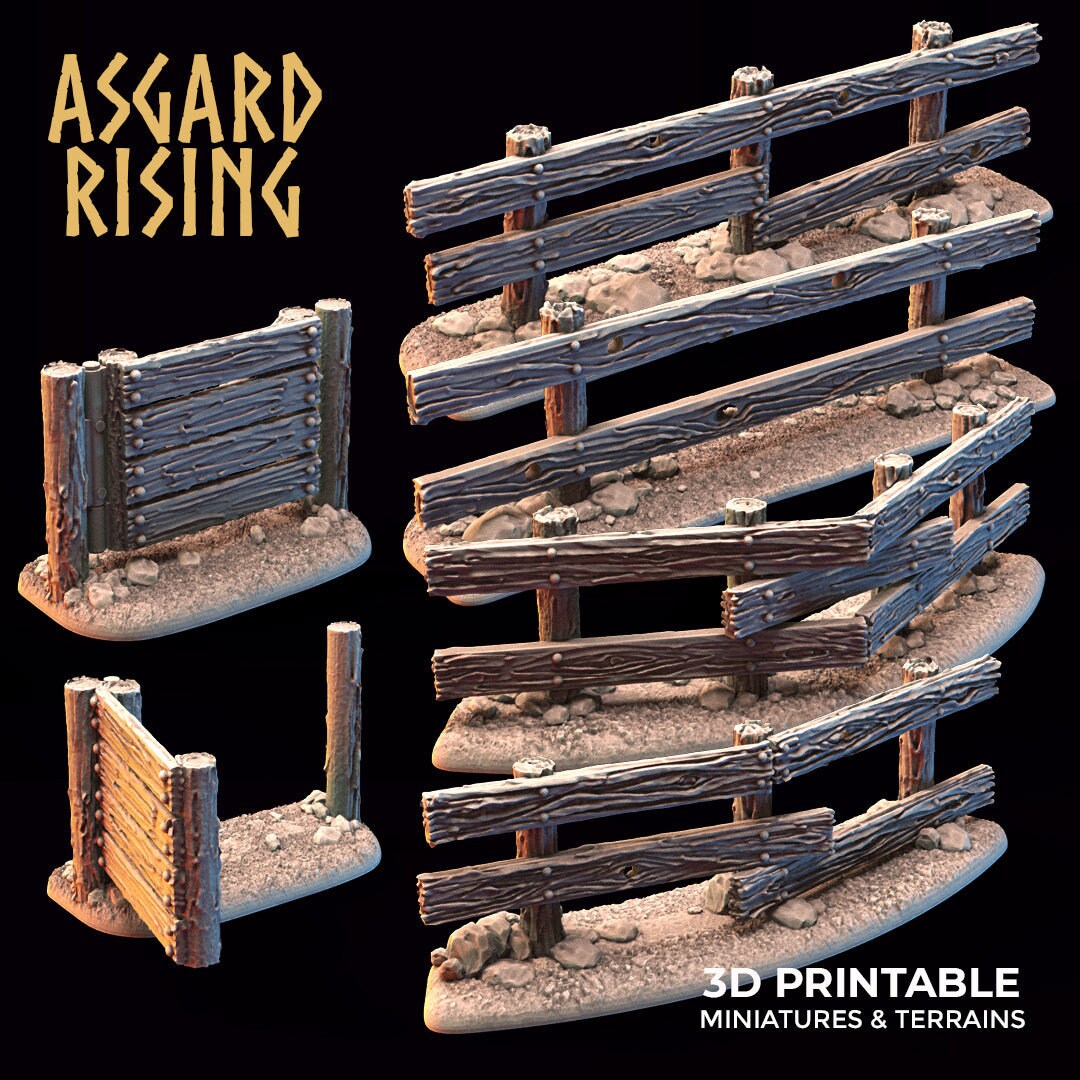 3D Printed Asgard Rising Wooden Fence Set With Gate 28mm - 32mm ...