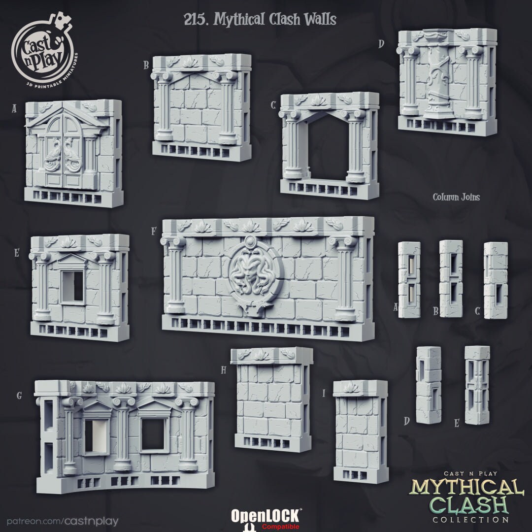 3D Printed Cast N Play Mythical Clash - Mythical Clash Walls 28mm 32mm ...