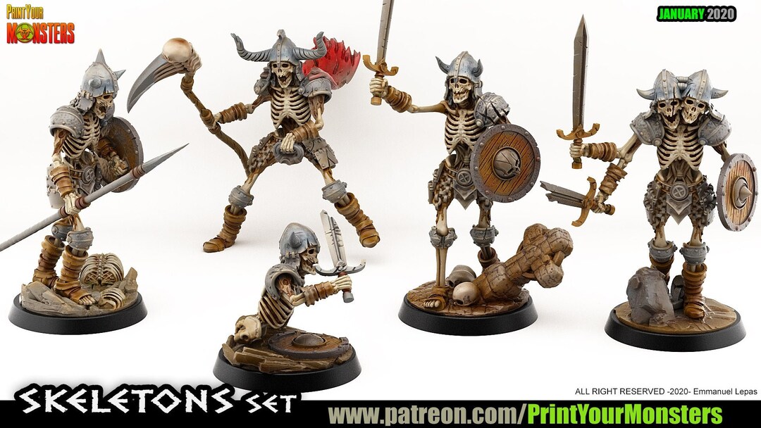 3D Printed Print Your Monster Skeletons Set 28 32mm D&D - Etsy