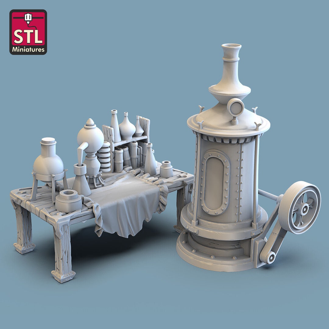 3D Printed STL Miniatures Alchemist Lab 28 - 32mm War Gaming D&D - Etsy