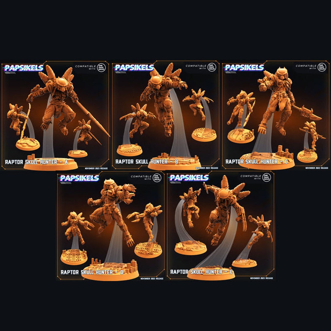 3D Printed Papsikels Raptor Skull Hunters Set Skull Hunters Army Bundle ...