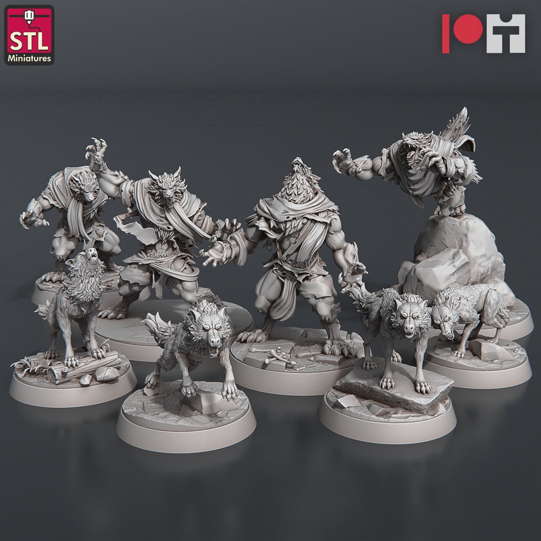 3D Printed STL Miniatures Wolves and Werewolves 28mm - 32mm War Gaming ...