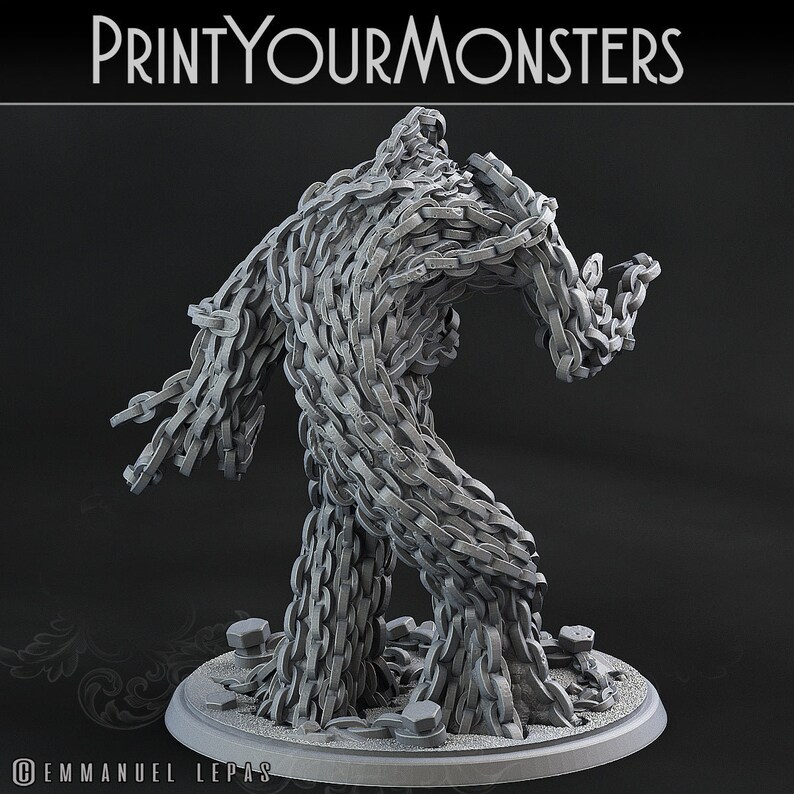 3D Printed Print Your Monsters Chain Golem - Total Golems 28mm - 32mm D ...
