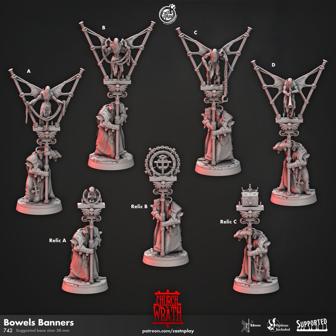 3D Printed Cast N Play Bowels Banners Church of Wrath 28mm 32mm D&D - Etsy