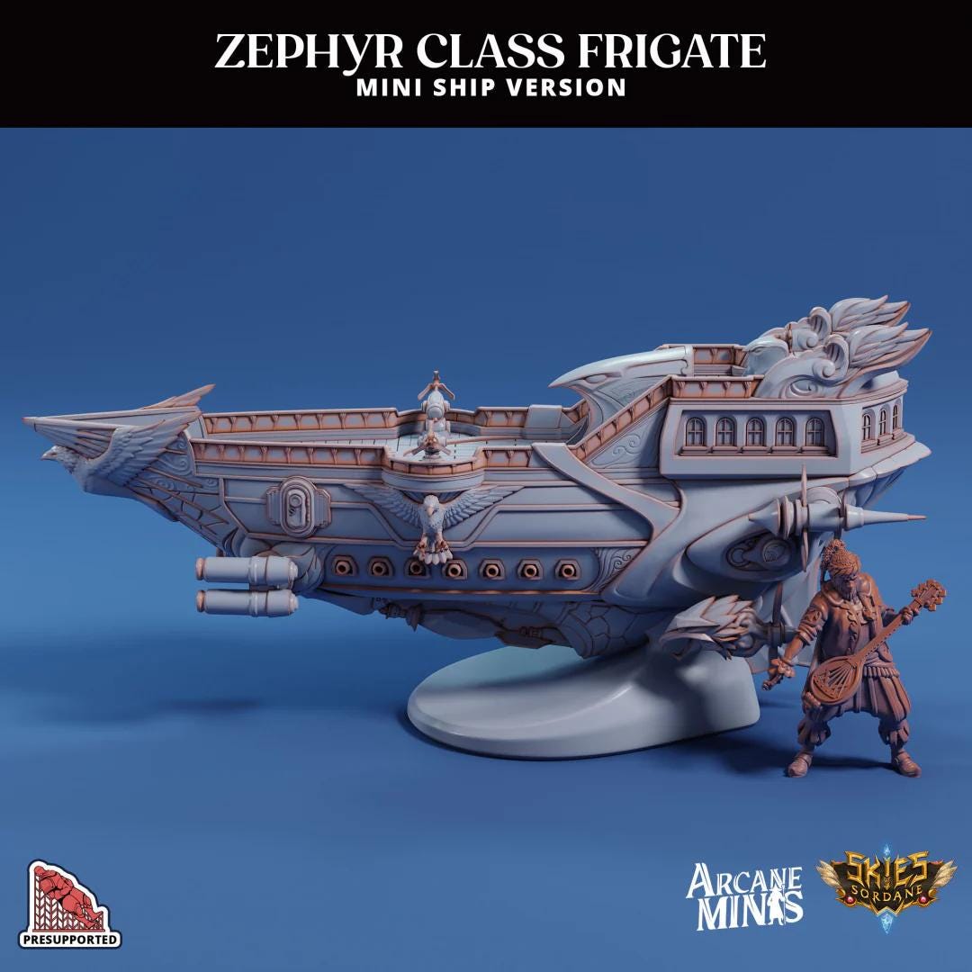 3D Printed Sordane Publishing Arcane Minis Mini Ship - Zephyr Assault ...