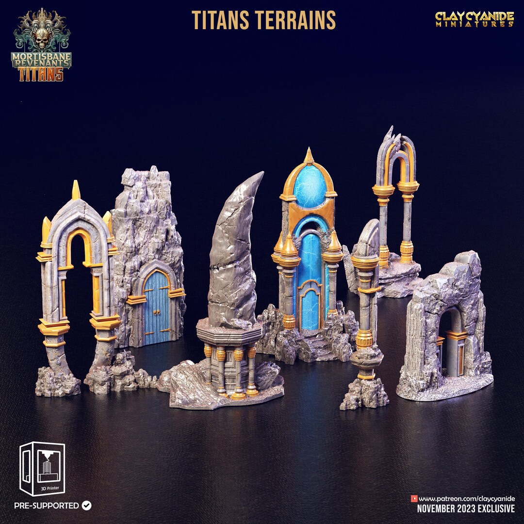 3D Printed Clay Cyanide Titan Terrain Set Mortisbane Titans Set 28 32 ...
