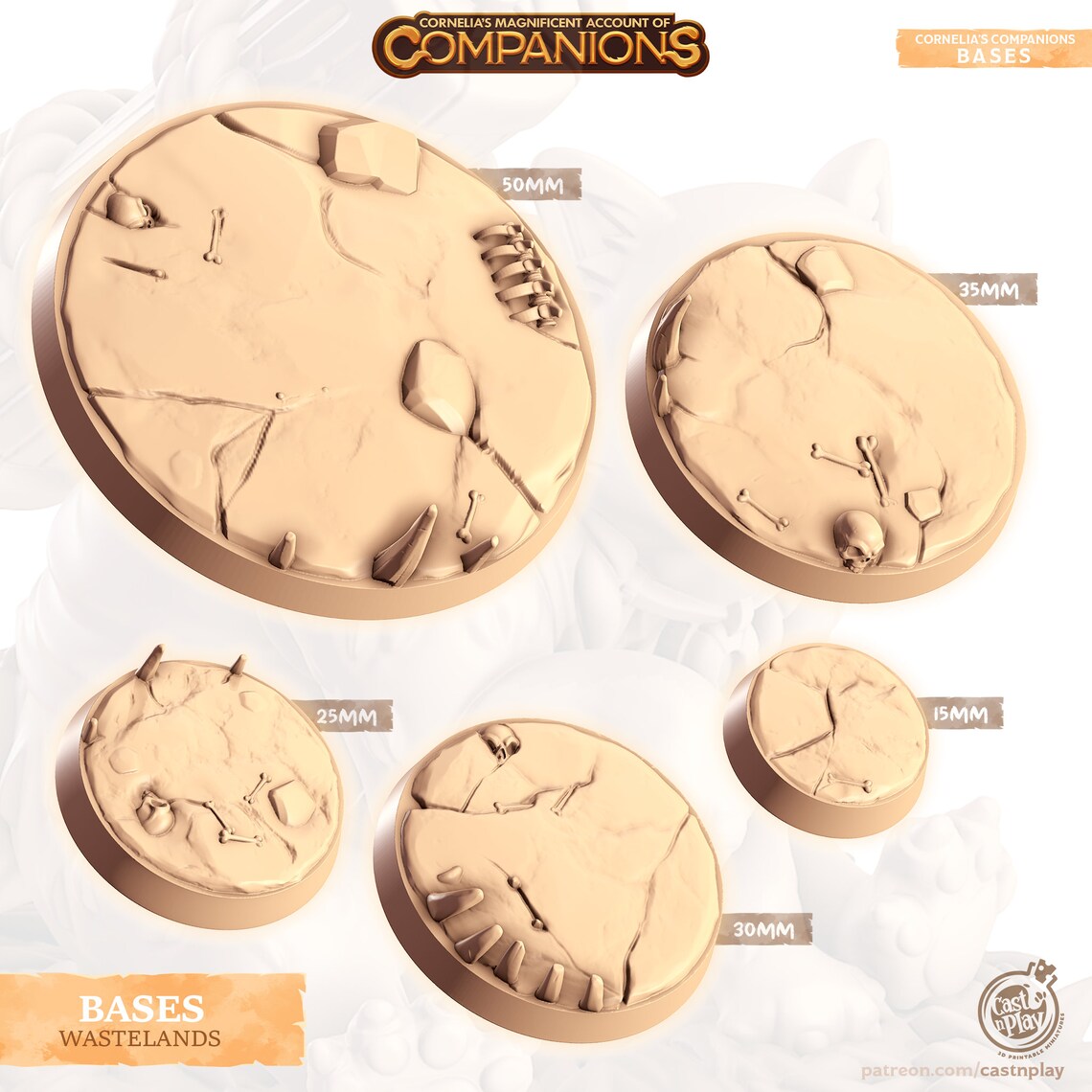3D Printed Cast N Play Wastelands Bases Companion's Bases - Master Pack ...