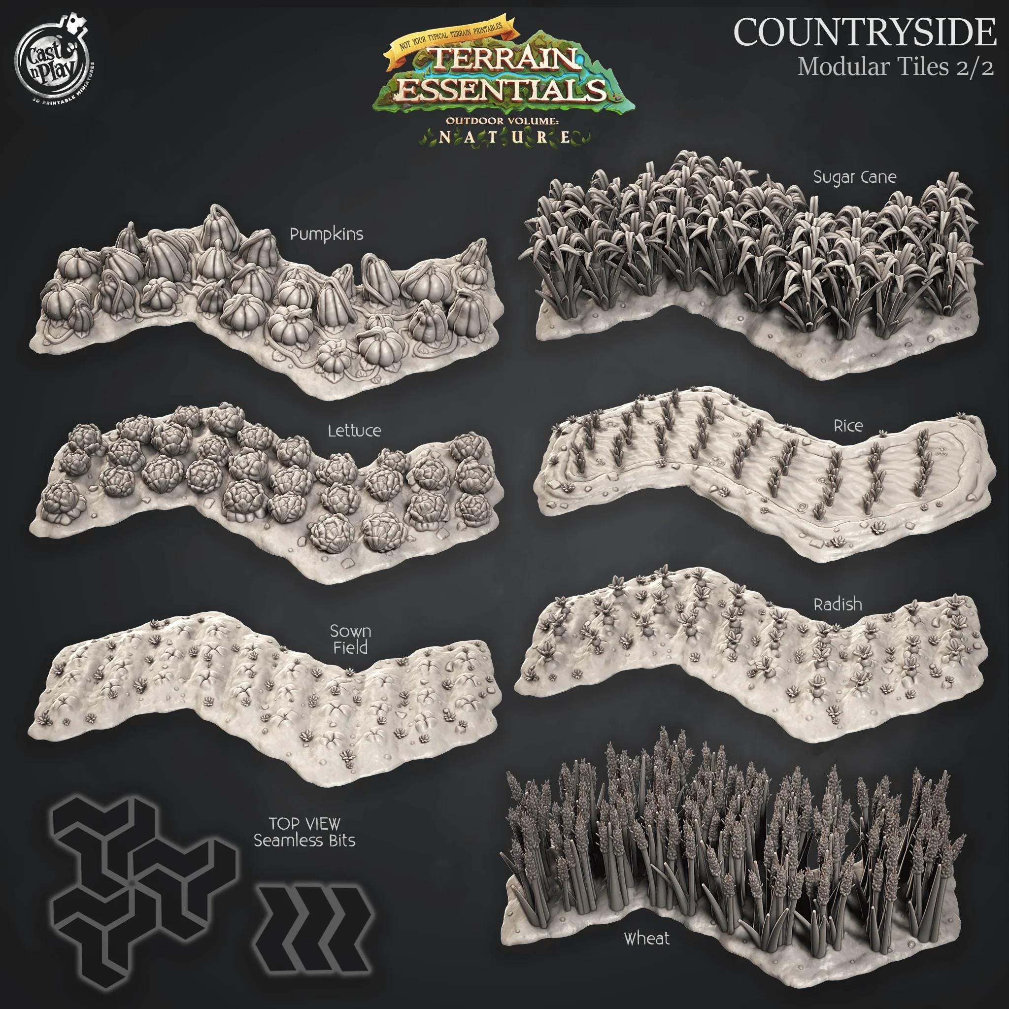 3D Printed Cast N Play Terrain Essentials Nature Meadows & Countryside ...