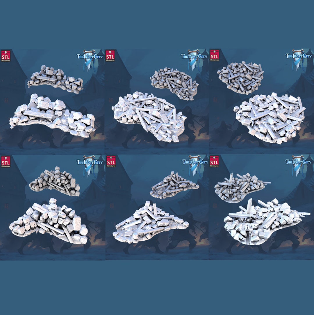 3D Printed STL Miniatures the Frost City Debris 28 - 32mm War Gaming D&D - Etsy