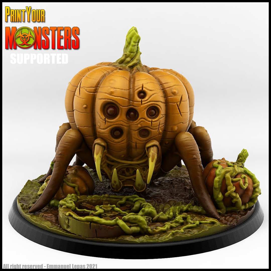 3D Printed Print Your Monsters Pumpkin Spider Pumpkins Attack Pack 28mm - 32mm D&D Wargaming - Etsy