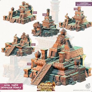 3D Printed Cast N Play Modular Temple Aztec Temple Set 28mm 32mm D&D - Etsy