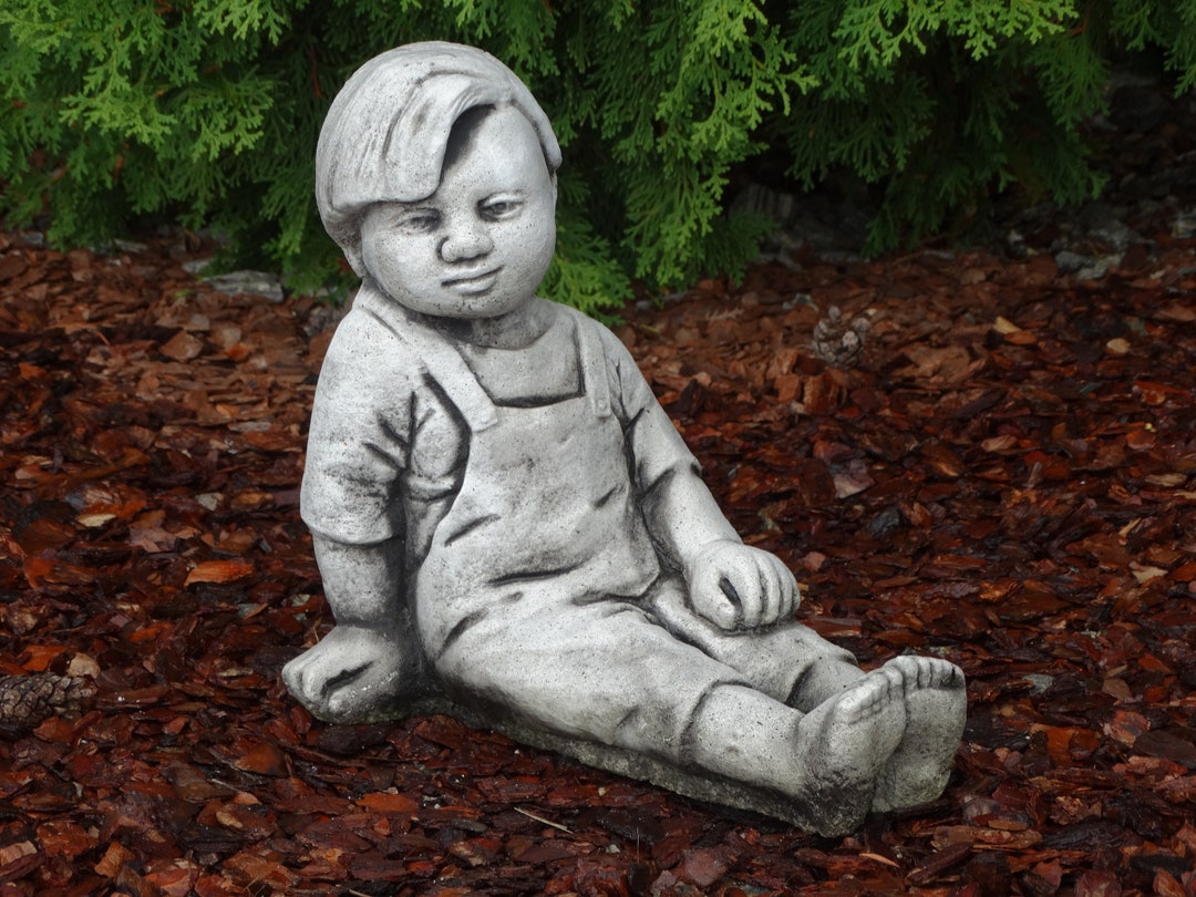 Cute Boy Sculpture Concrete Sitting Boy Garden Decoration - Etsy