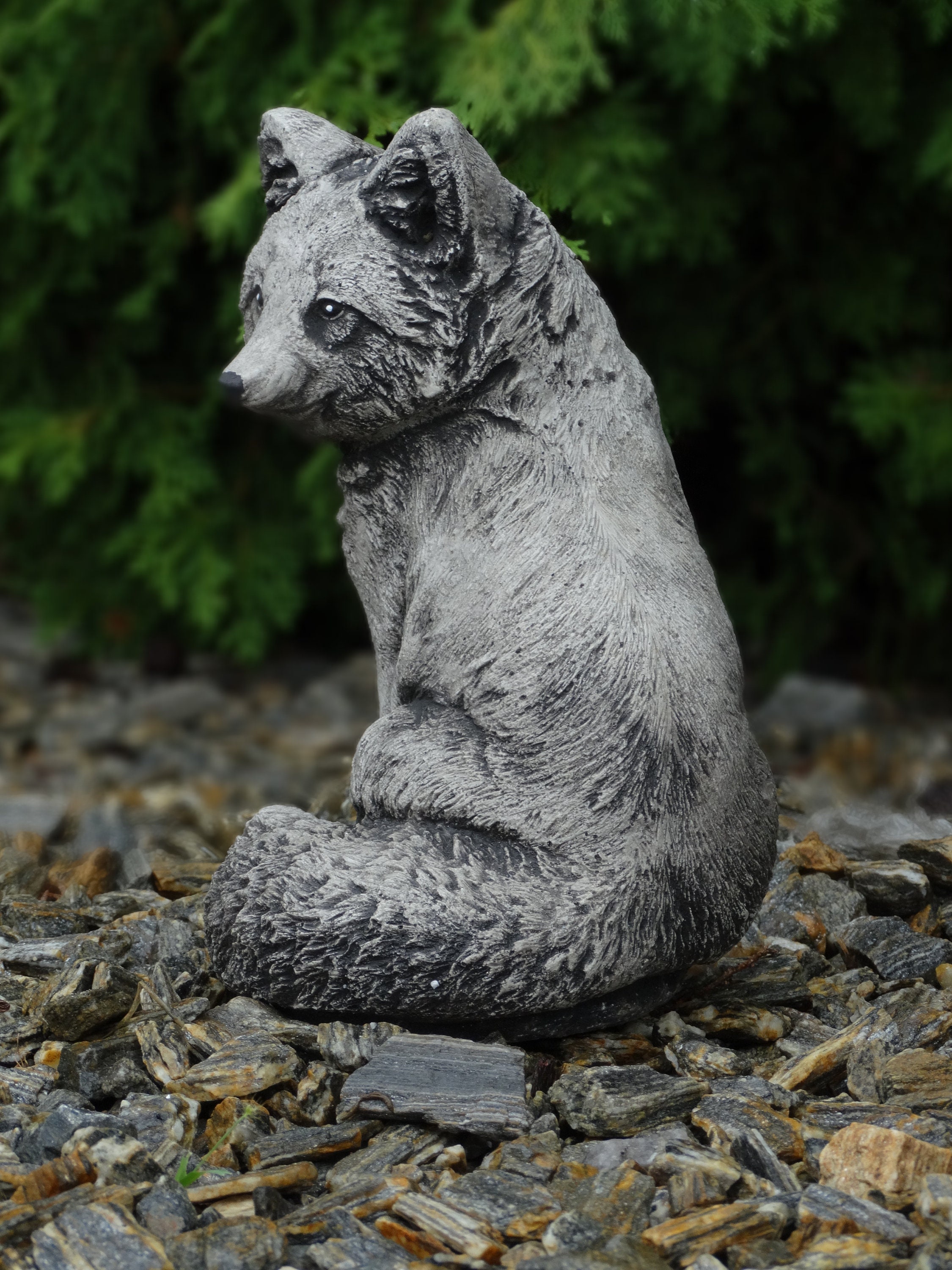 Realistic Fox Statue Concrete Fox Forest Animal Decor Wild Fox Figurine ...