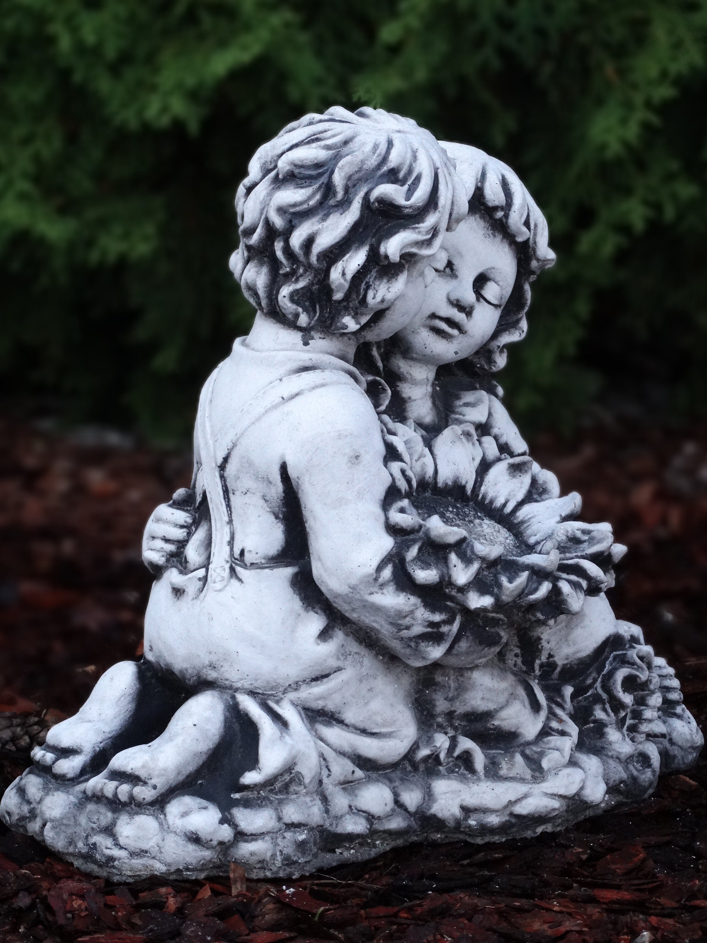 Boy With Girl Couple of Children Concrete Boy Statue Girl Sculpture ...