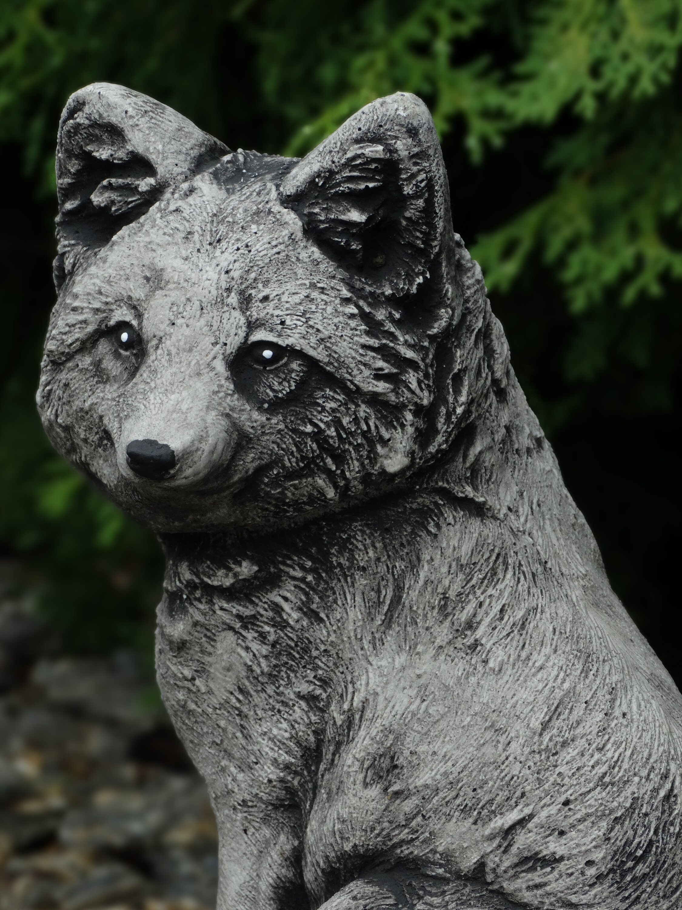 Realistic Fox Statue Concrete Fox Forest Animal Decor Wild Fox Figurine ...