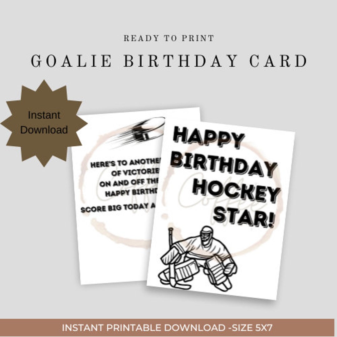 Happy Birthday Goalie Card, Hockey Birthday Card, Printable Birthday ...