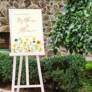 Editable Pastel Longstem Flowers Wedding Welcome Entrance Sign Boho ...