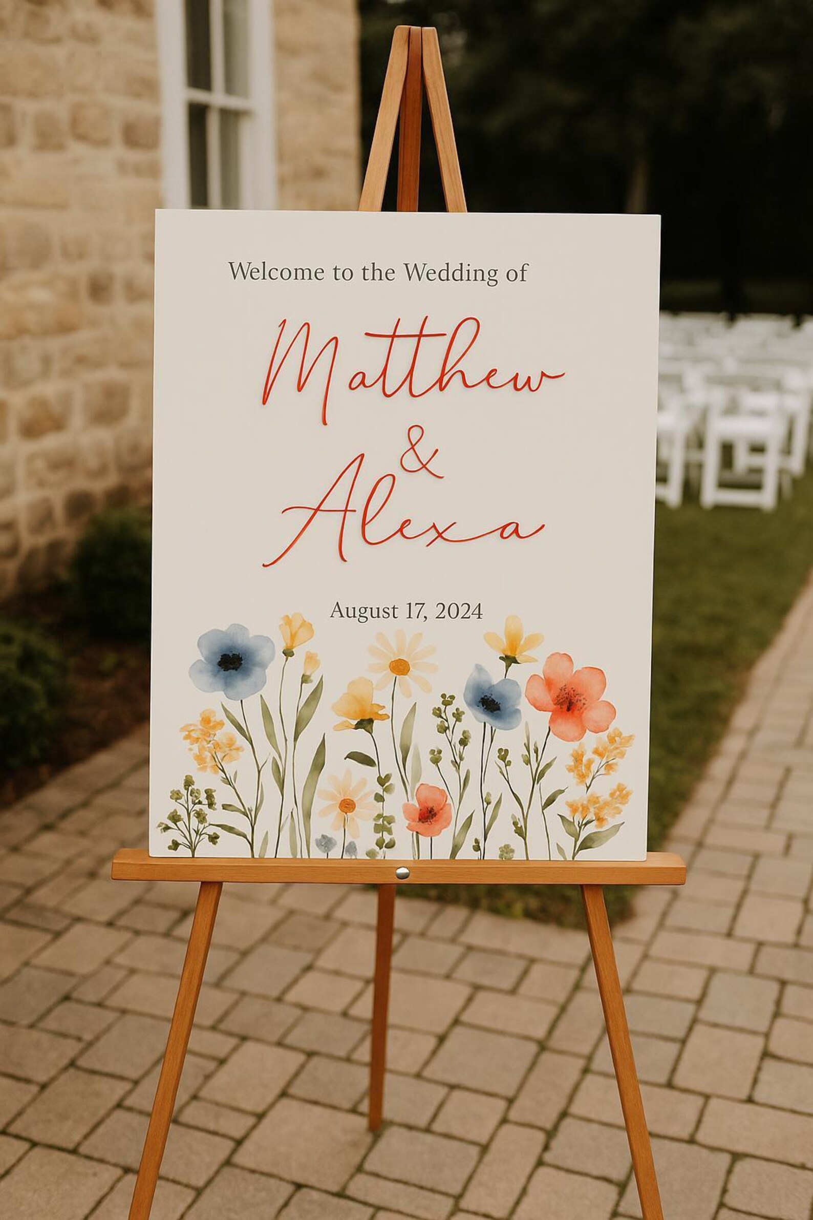 Editable Pastel Longstem Flowers Wedding Welcome Entrance Sign Boho ...