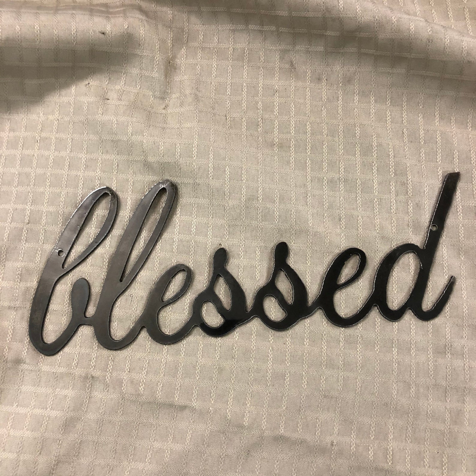 Industrial Rustic Metal Blessed sign cut from 14 gauge steel | Etsy