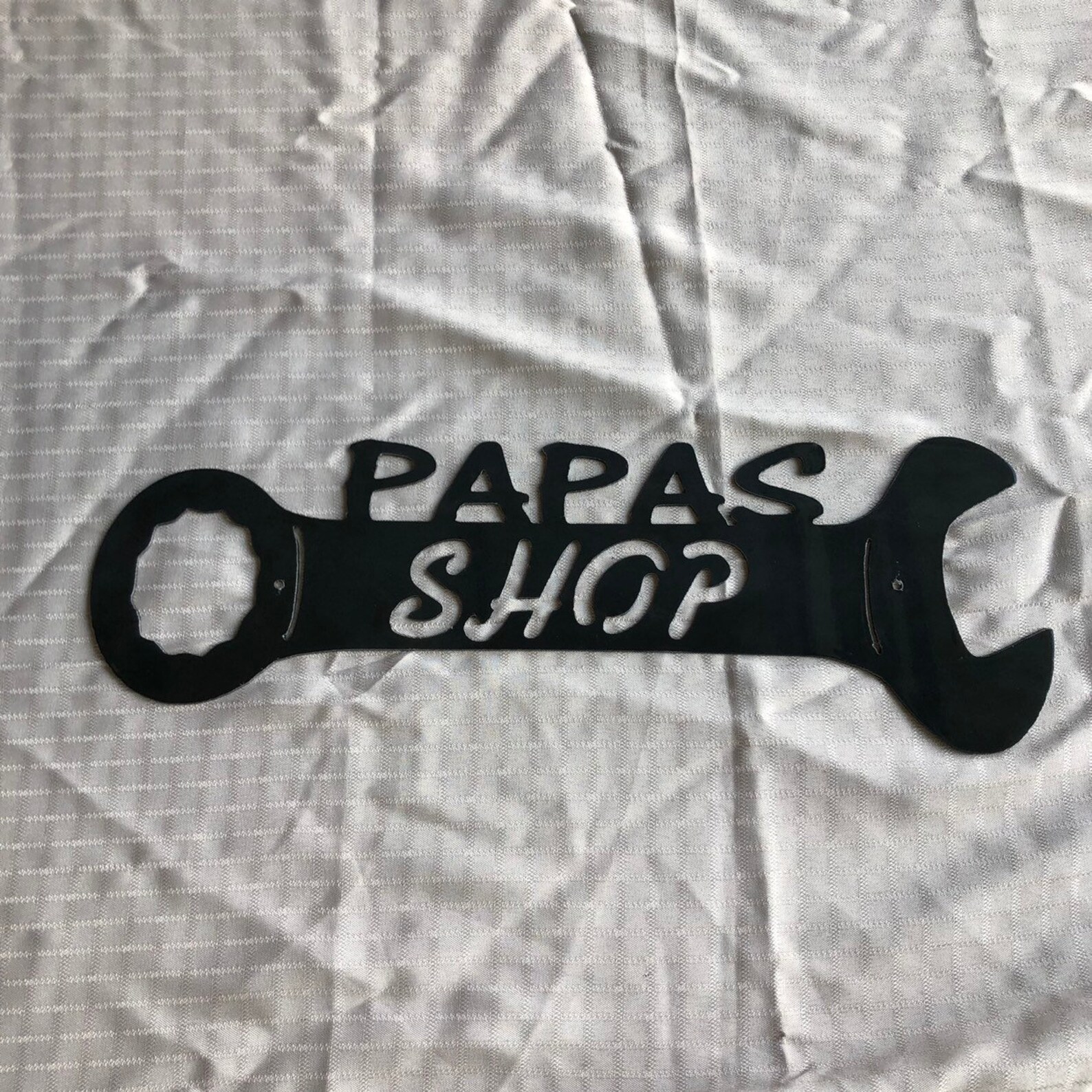 Industrial Rustic Metal Papas Shop Wrench Sign | Etsy