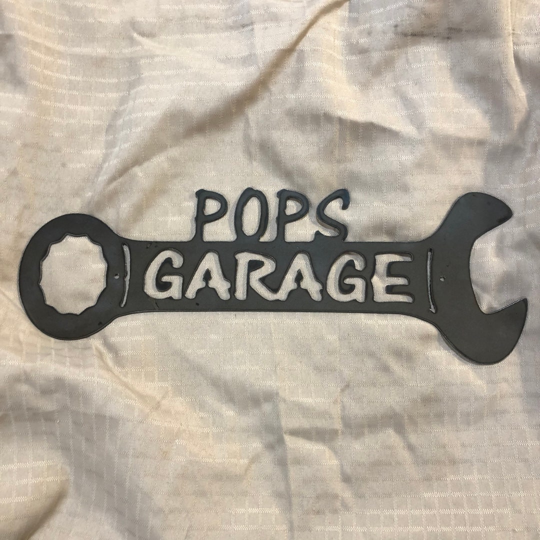 Industrial Rustic Metal Pops Garage Wrench Sign. - Etsy