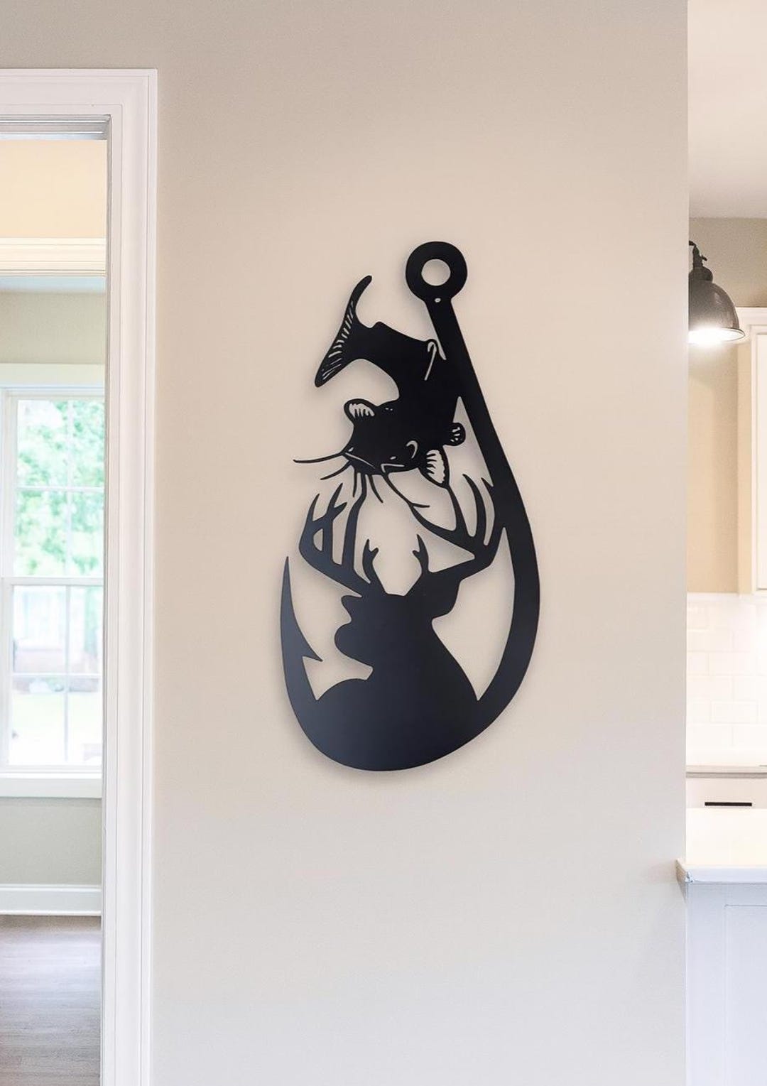 Fishing Hook Metal Sign With Deer, Catfish - Etsy