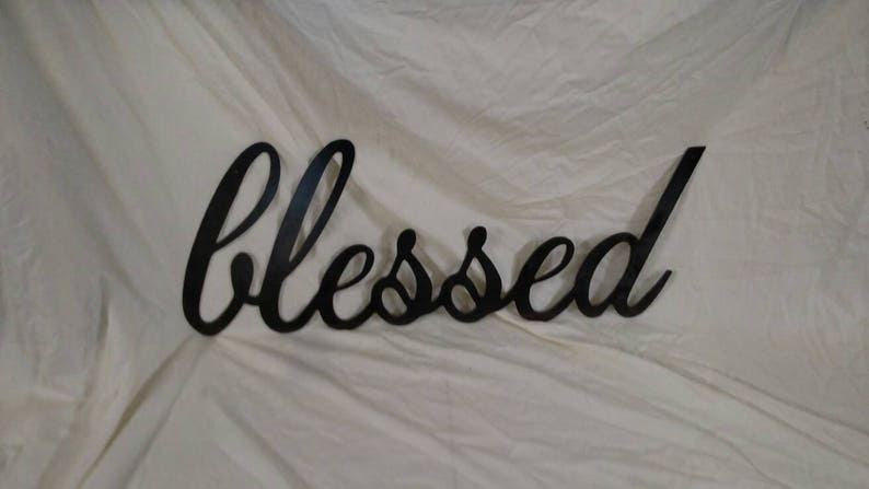 Industrial Rustic Metal Blessed sign cut from 14 gauge steel | Etsy