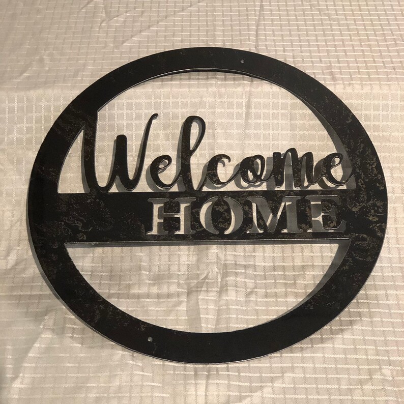 Industrial Rustic Metal welcome home sign. Cut from 14 gauge | Etsy
