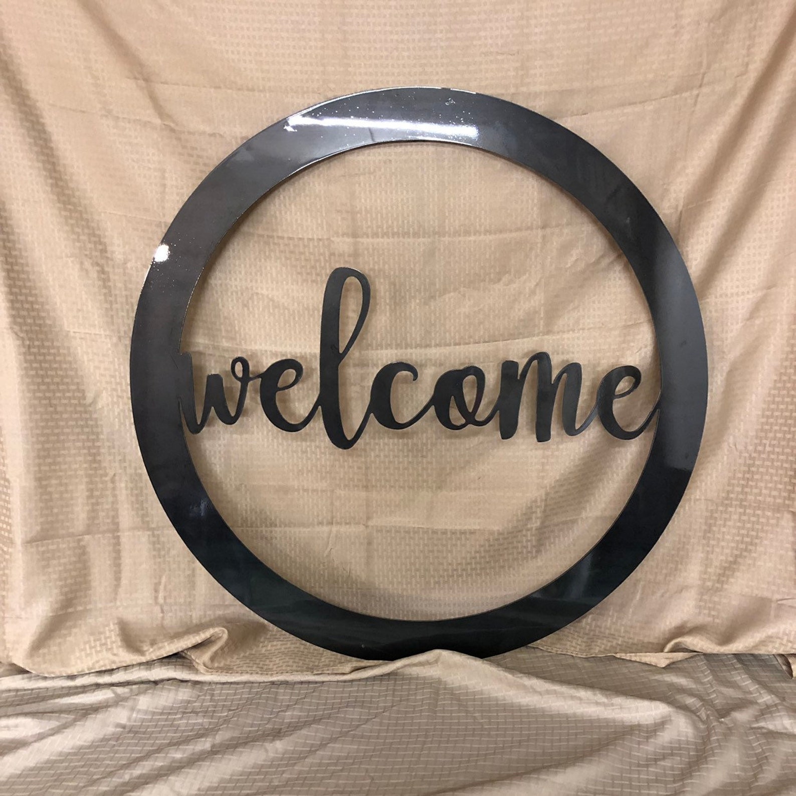 Industrial Rustic Circle Welcome Sign Cut From Steel L and - Etsy UK