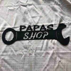 Industrial Rustic Metal Papas Shop Wrench Sign - Etsy