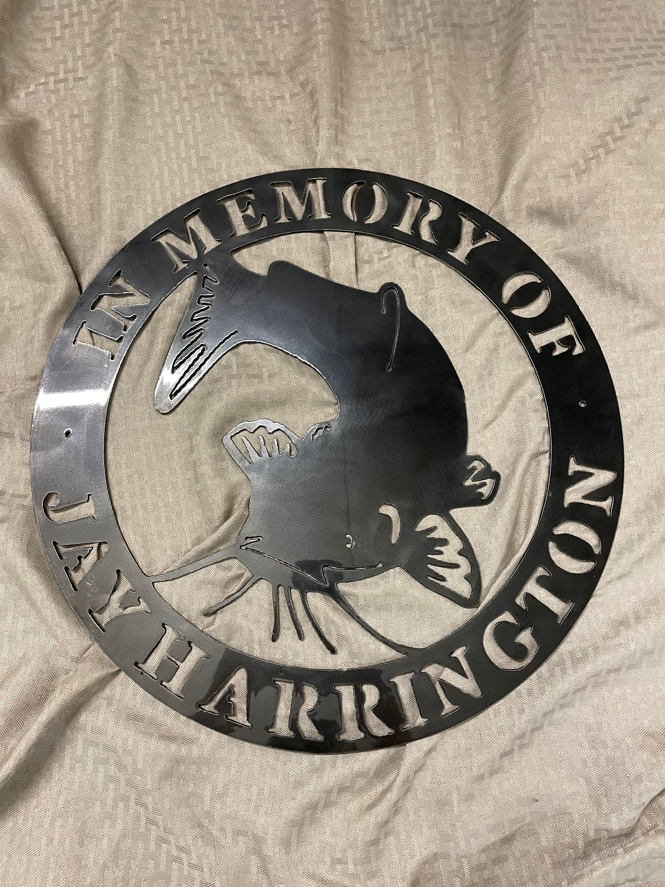 Industrial Rustic Custom catfish circle metal sign. With | Etsy