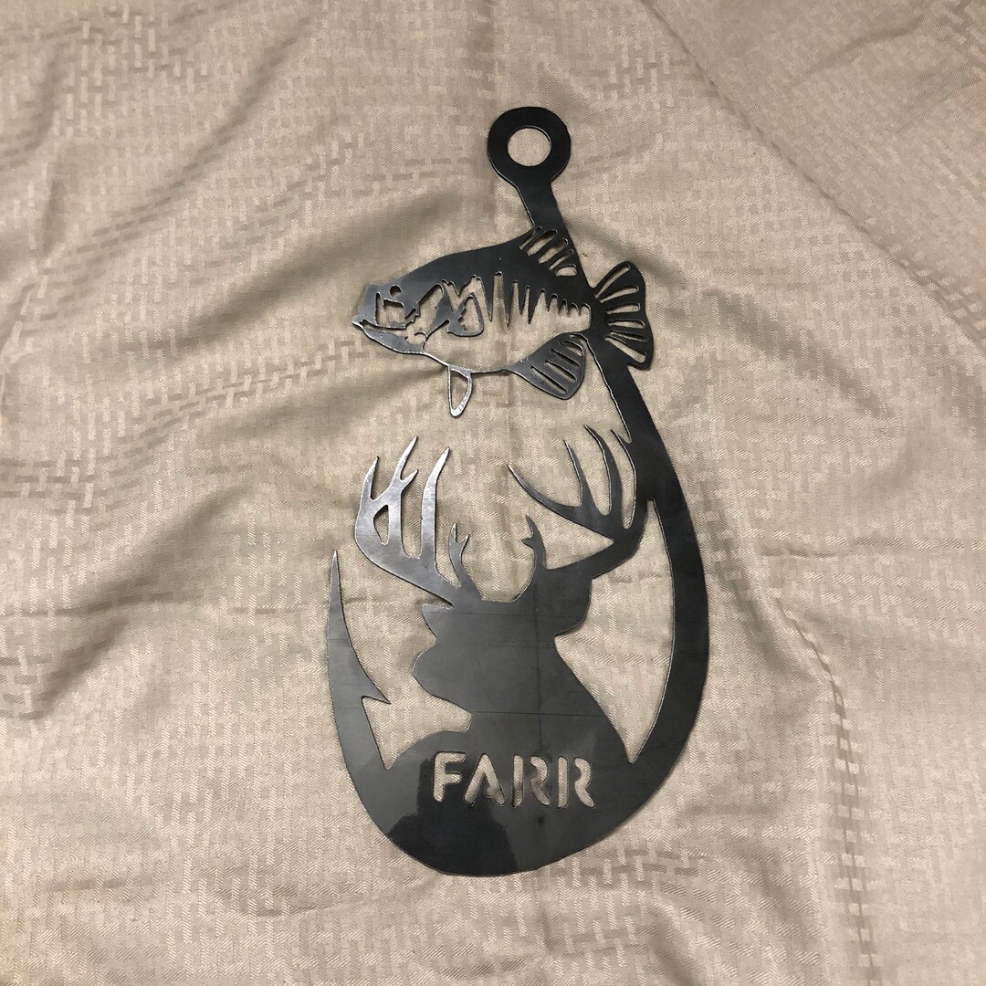 Industrial Rustic Fishing Hook Metal Sign With Deer Crappie - Etsy