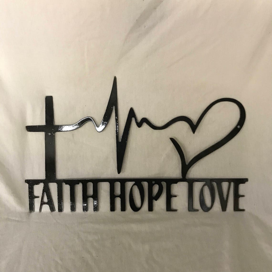 Industrial Rustic Faith Hope Love Metal Sign Clear Coated for - Etsy