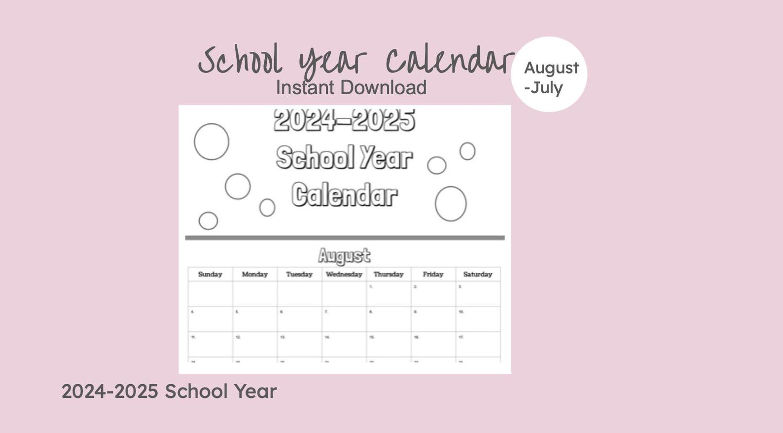 Digital School Year Calendar - Etsy
