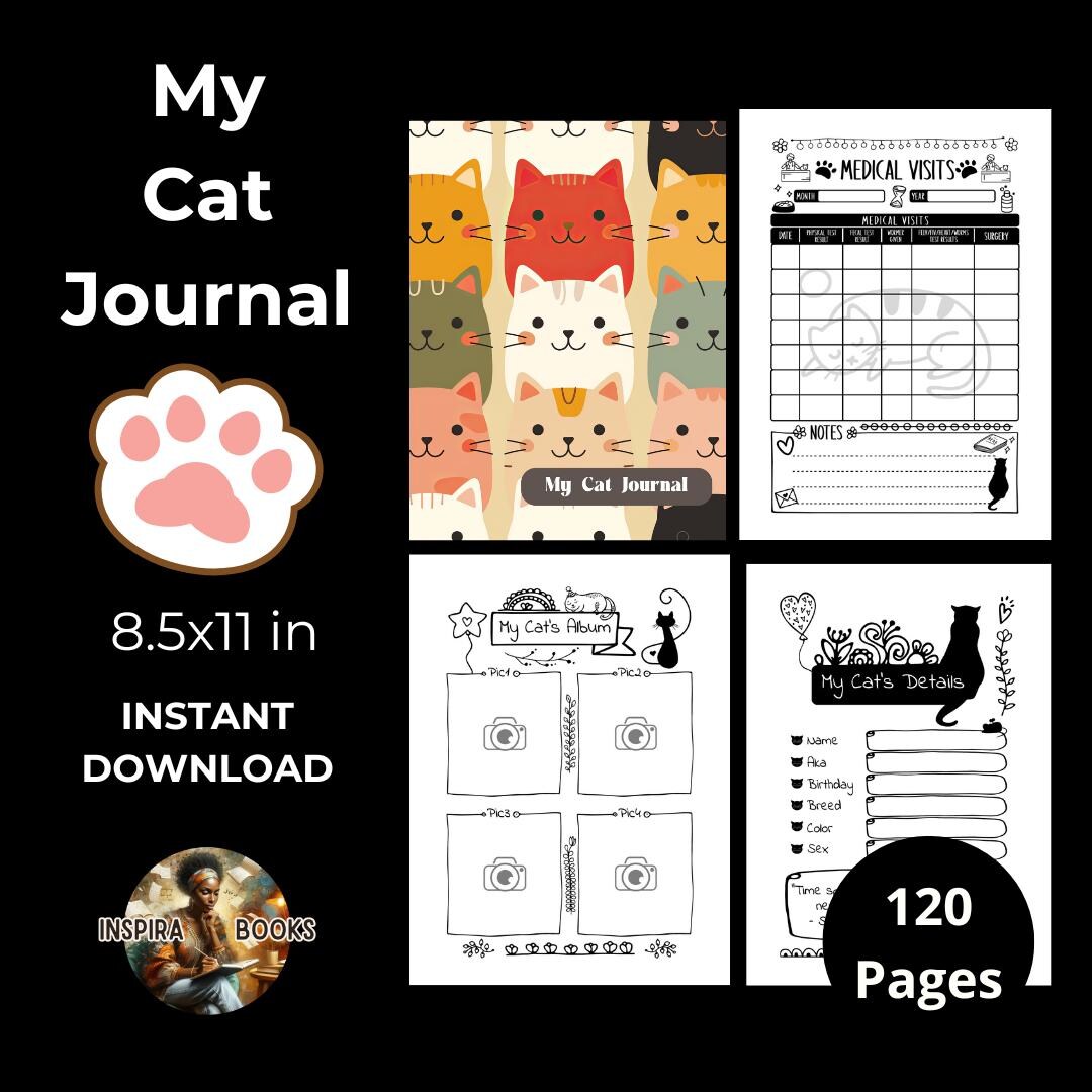 Cat Health Journal: 120-page Printable Tracker (PDF Download) - Etsy