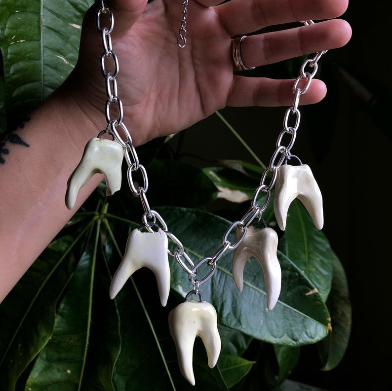 Ceramic Teeth Charm Necklace / Made to Order / Handmade Ceramic Clay ...