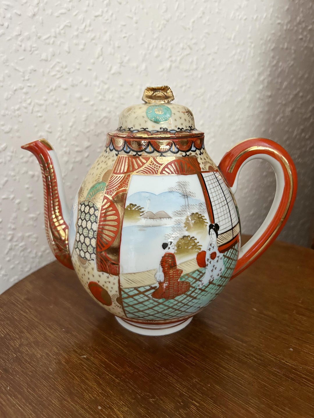 Vintage Japanese Teapot Kutani Eggshell Gold Gilded Hand Painted Porcelain Oriental Home Design ...