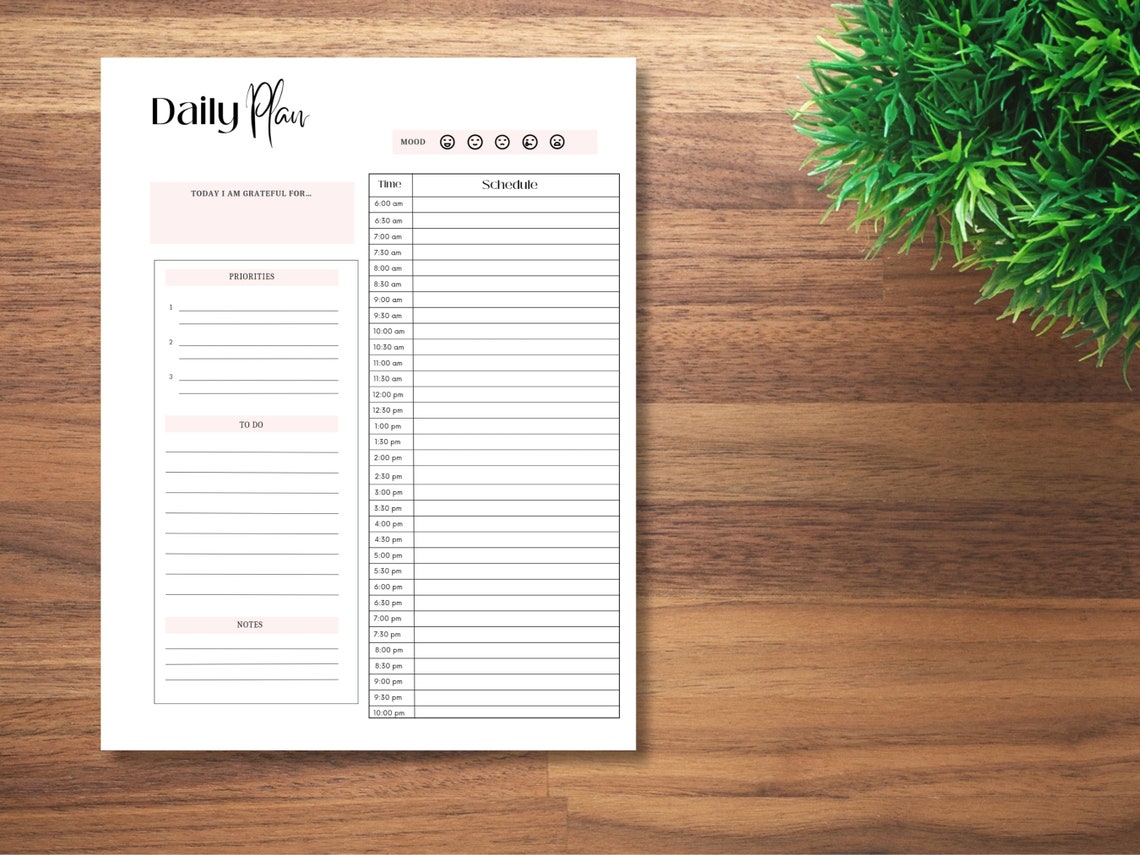 Daily Plan Printable, to Do List, Daily Schedule, Productivity Planner ...