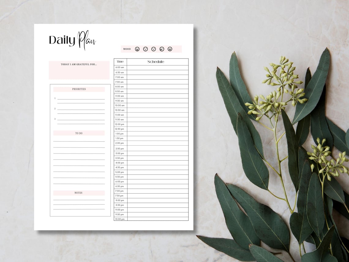 Daily Plan Printable, to Do List, Daily Schedule, Productivity Planner ...